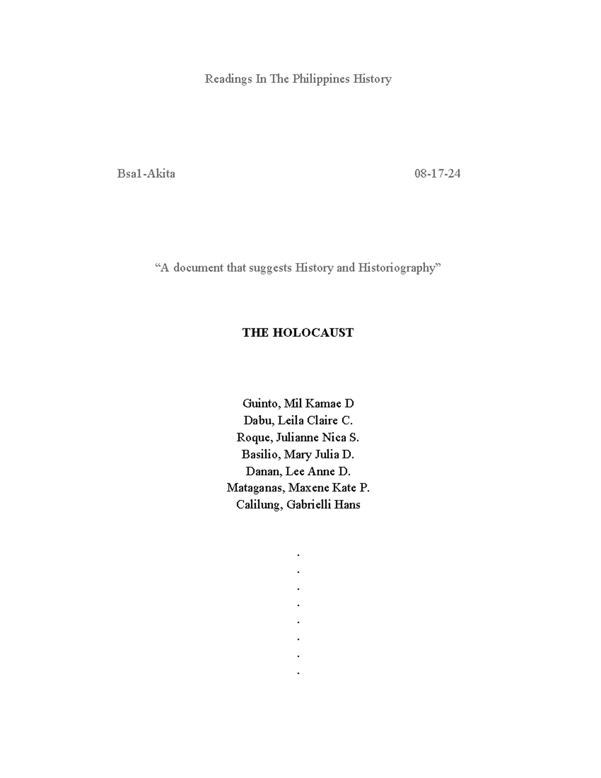 A document that suggests History and Historiography - Readings In The ...