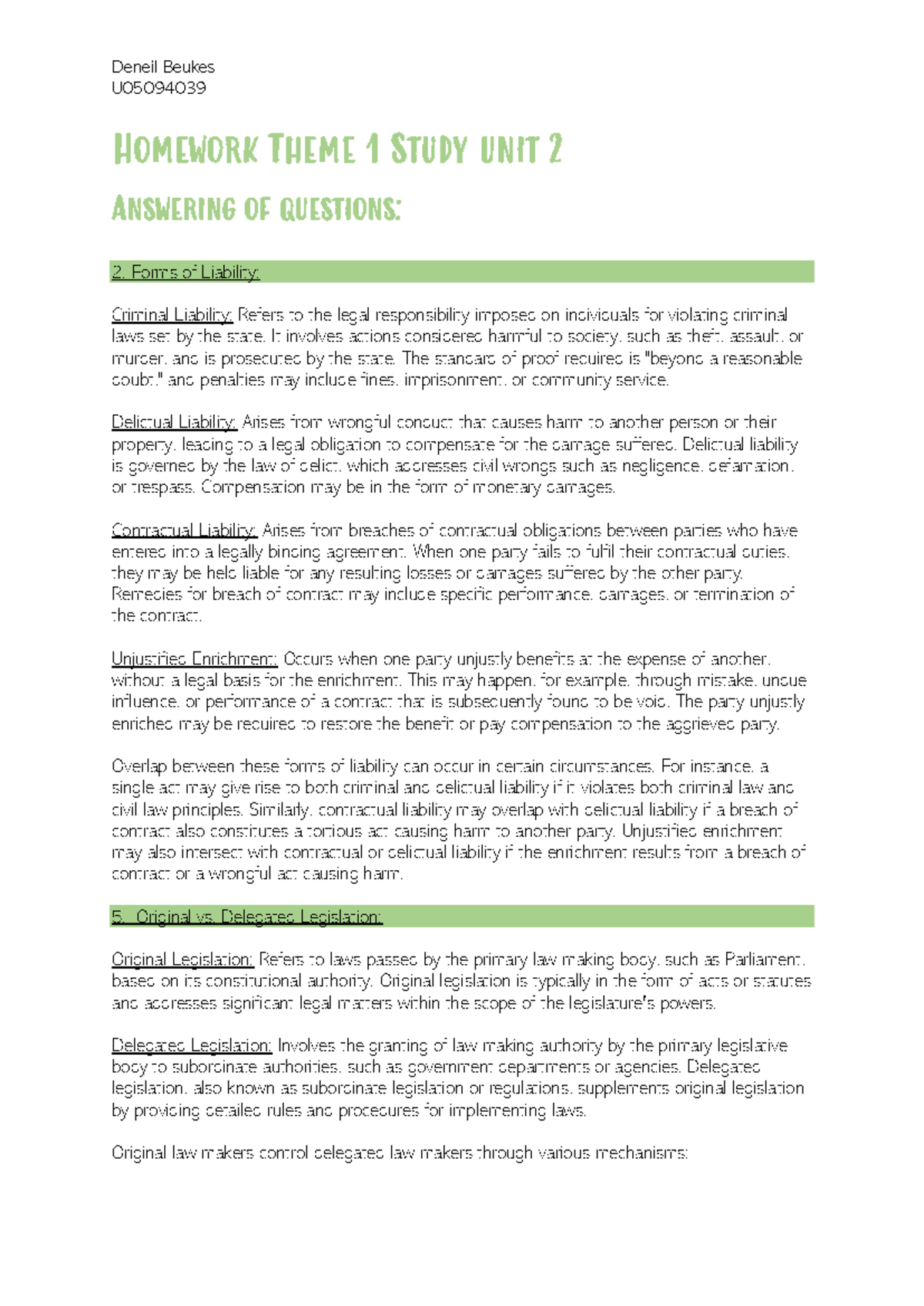 KRG T1SU2 - Homework - Deneil Beukes U Homework Theme 1 Study unit 2 ...