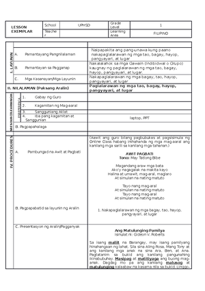 DLL- Matatag - DAILY LESSON LOG School: Grade Level: Four Teacher ...