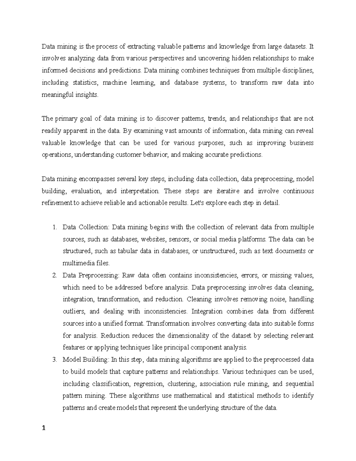 Computer Introduction To Data Mining Note Class Data Mining Is The Process Of Extracting