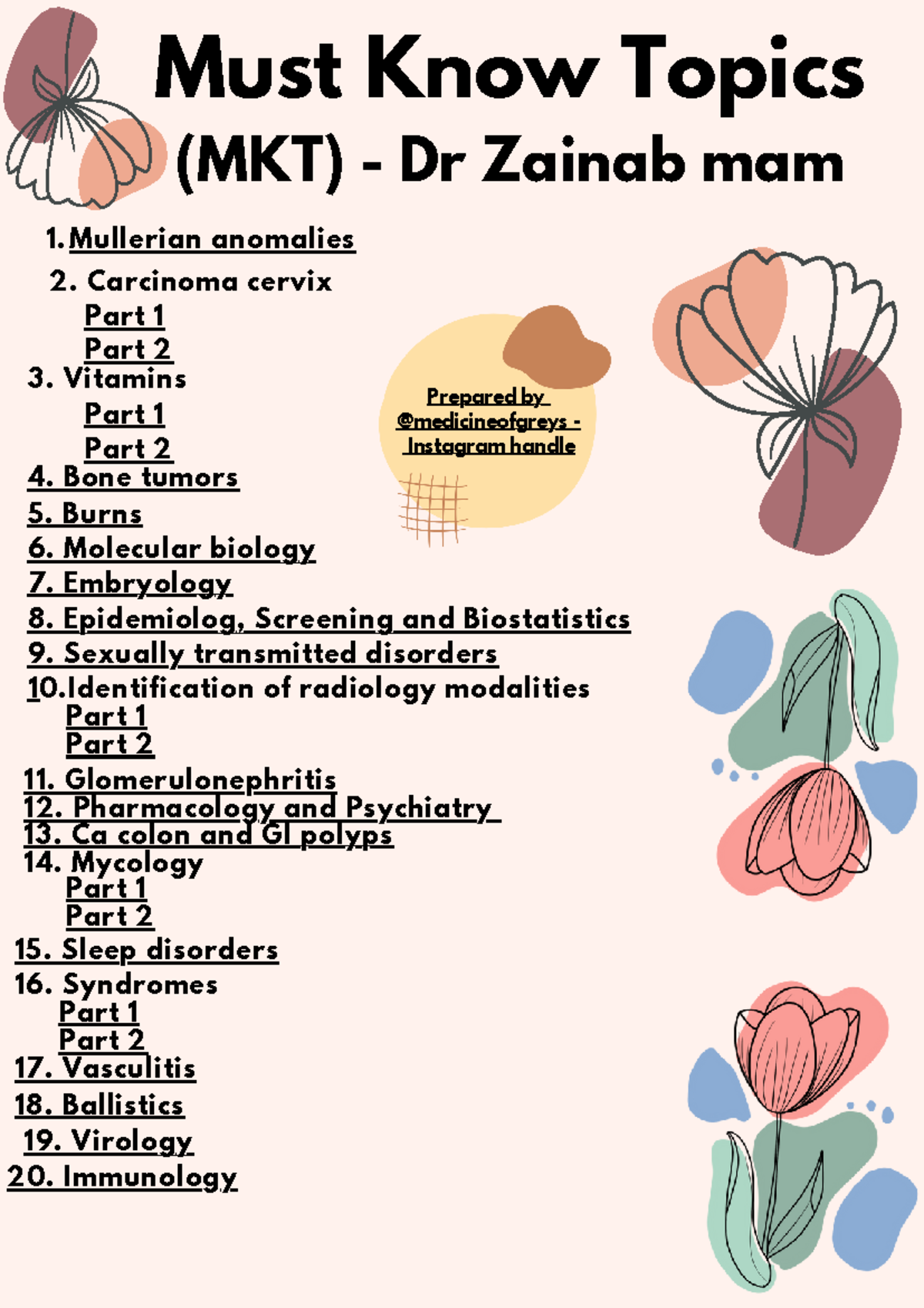 MKT links - Summary MBBS - Must Know Topics (MKT) - Dr Zainab mam 1 ...