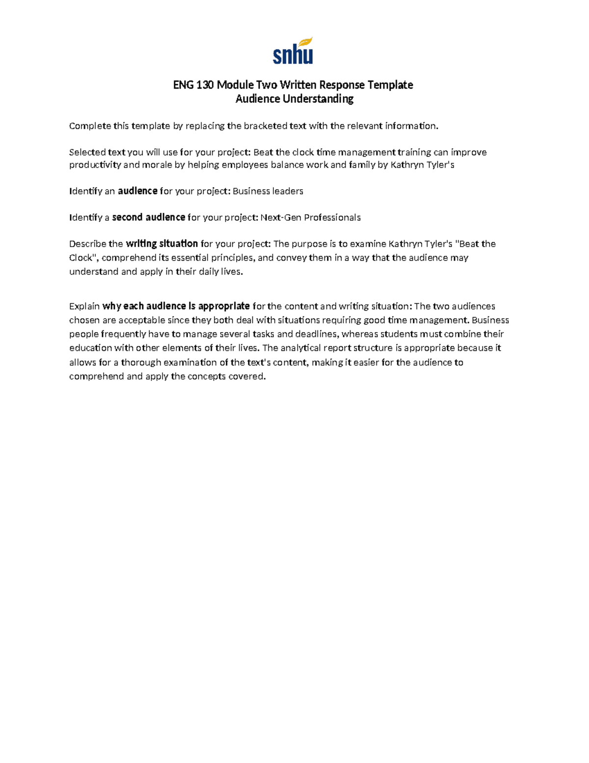 Completed ENG 130 Module Two Written Response Template - ENG 130 Module ...