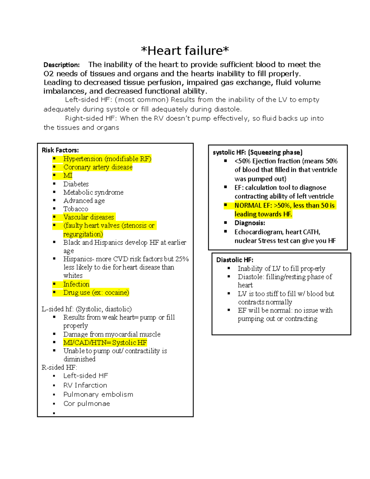 Heart failure Notes - Heart failure Description: The inability of the ...