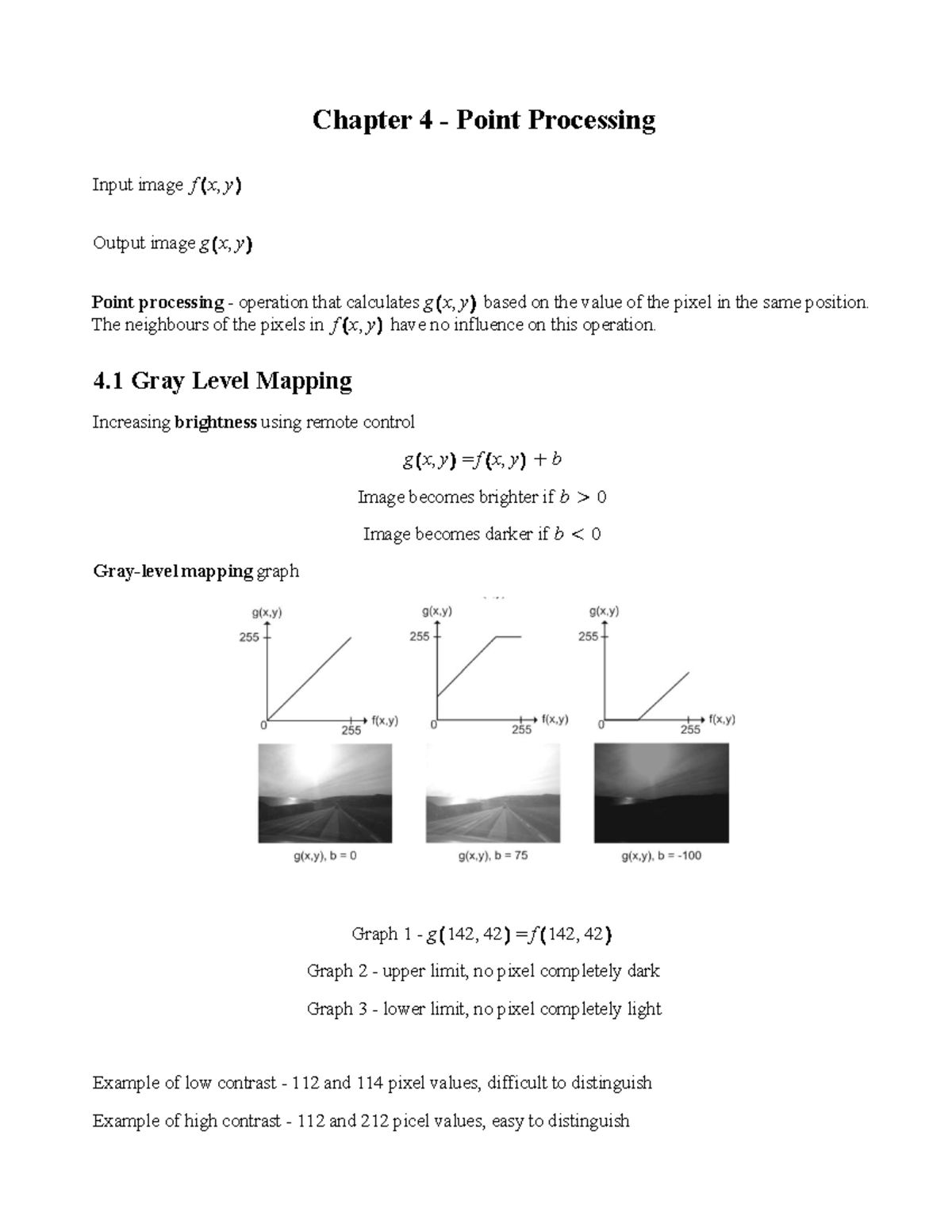 Chapter 4 - Chapter 4 - Point Processing Input image f x, y Output ...