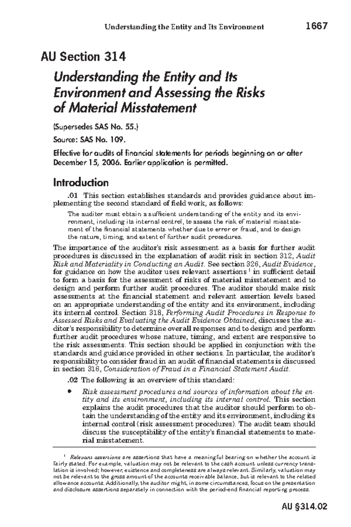 Au-00314 - gyyyuûgggd - Understanding the Entity and Its Environment 1667 AU Section 314 - Studocu