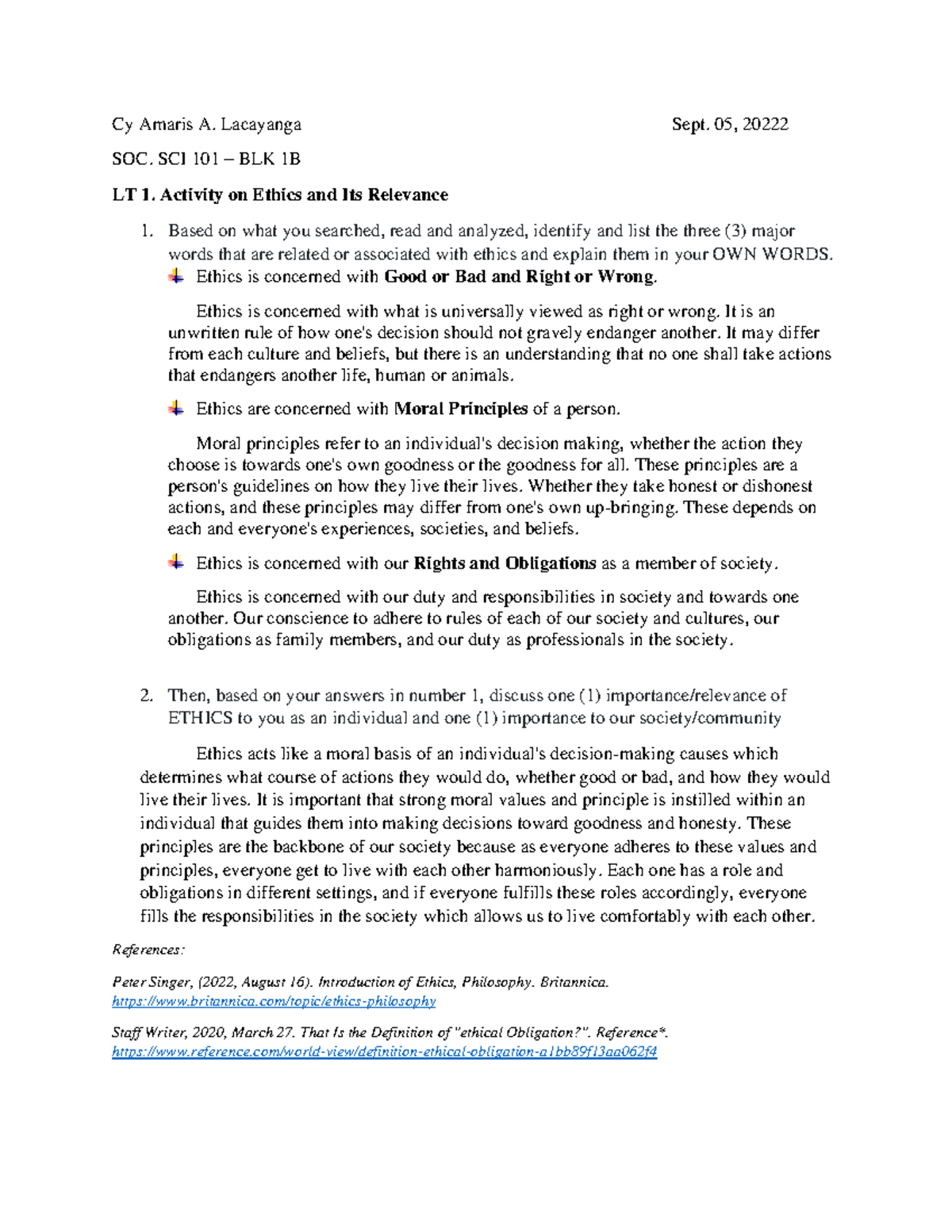 Act1 - 2020 - Cy Amaris A. Lacayanga Sept. 05, 20222 SOC. SCI 101 – BLK ...