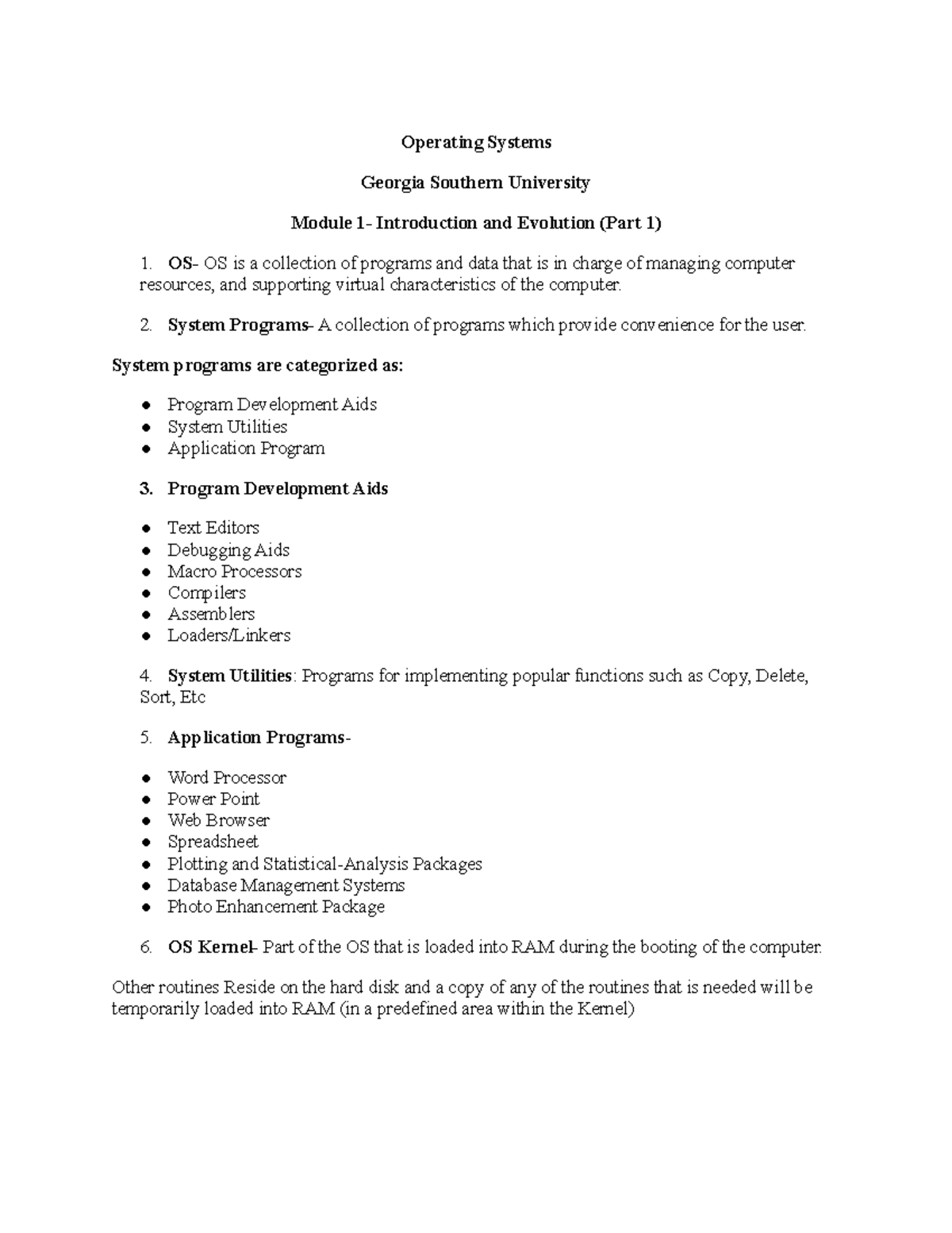 Part 1 Introduction To Operating Systems Csci 3341 Dr Hashimi Final Exam May 