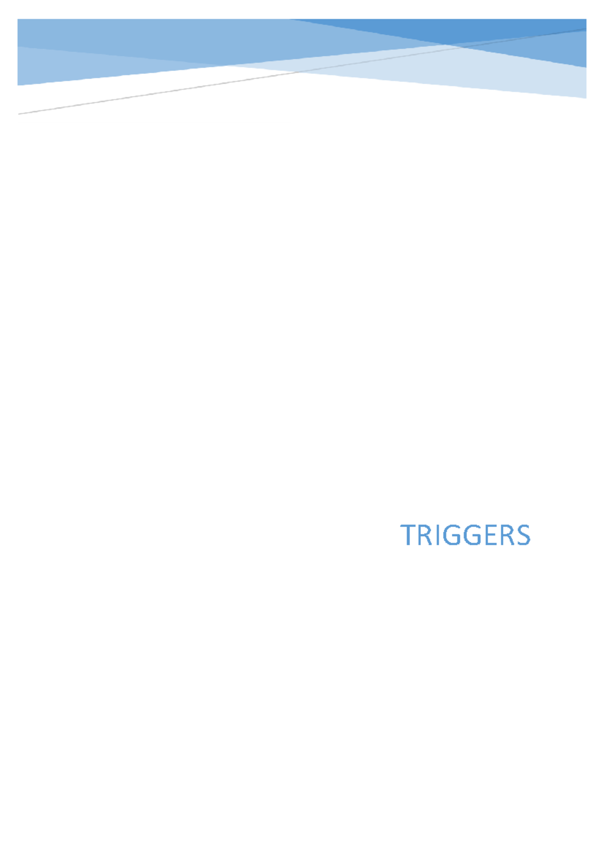 Triggers - Summary Introduction to Database and Database management ...
