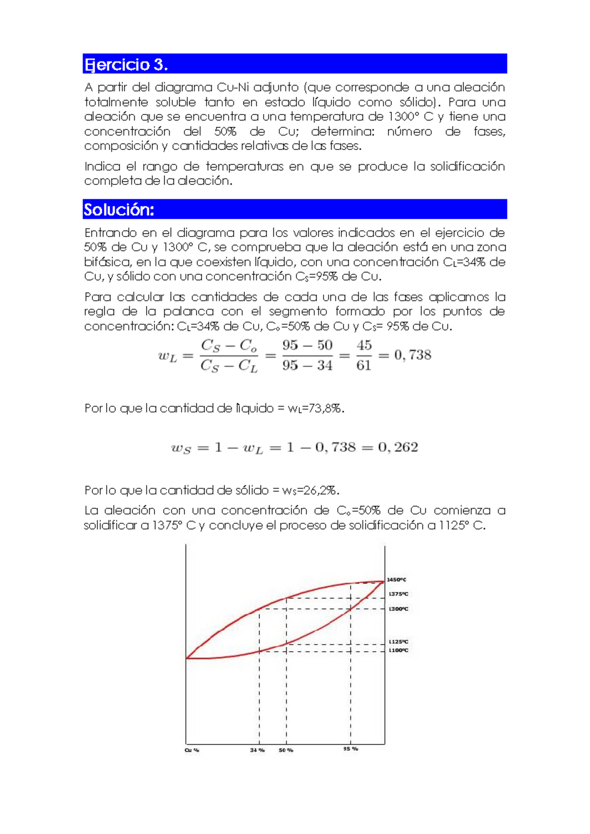 Ejercicio 1 - Ejercicio 3. A partir del diagrama Cu Ni adjunto (que ...