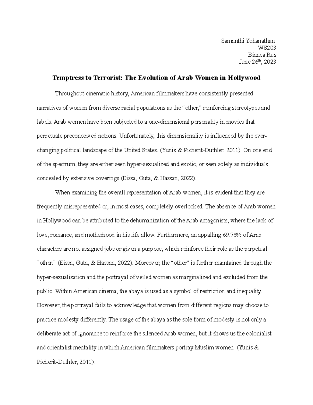 Arab Women in Hollywood - Samanthi Yohanathan WS Bianca Rus June 26th ...