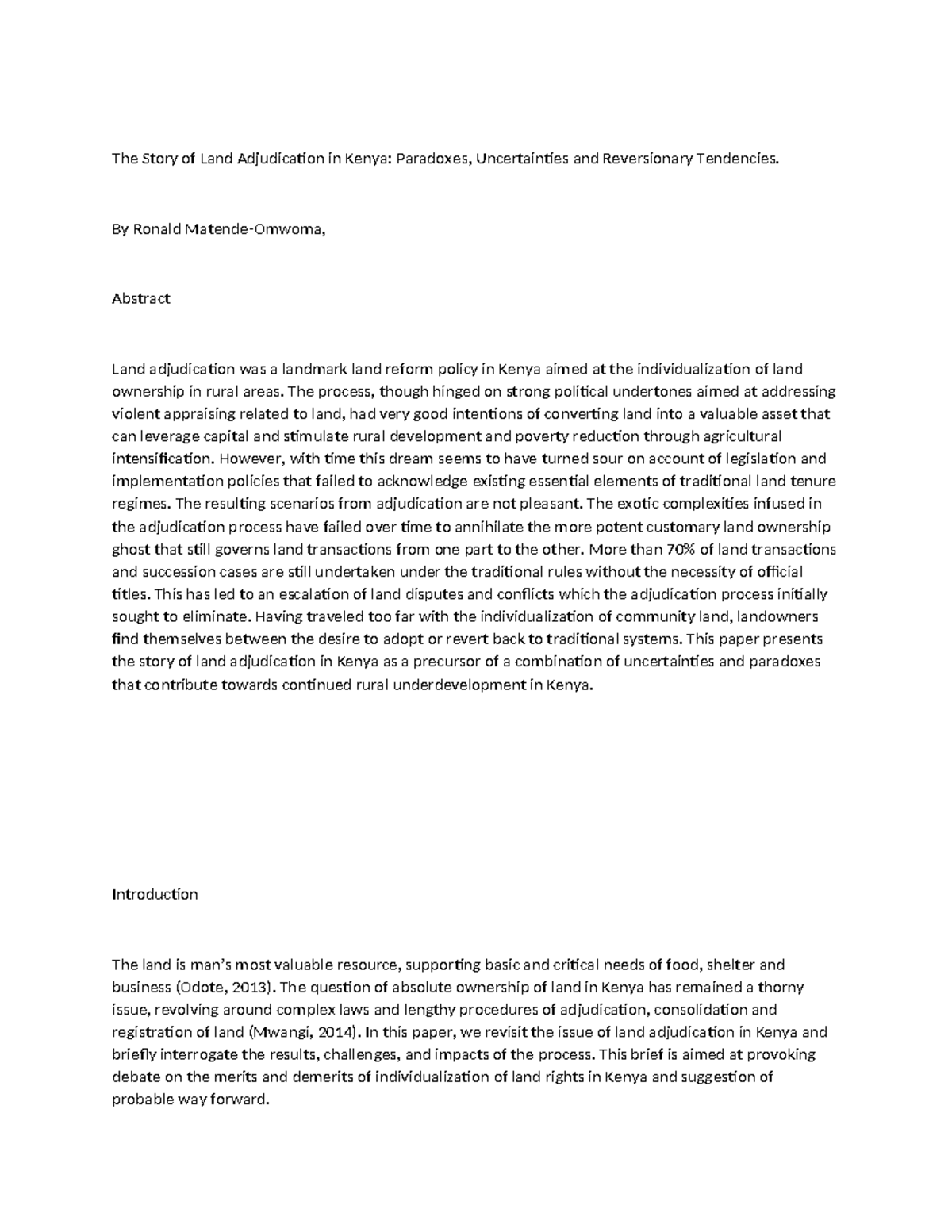 Land adjudication assignment - The Story of Land Adjudication in Kenya ...