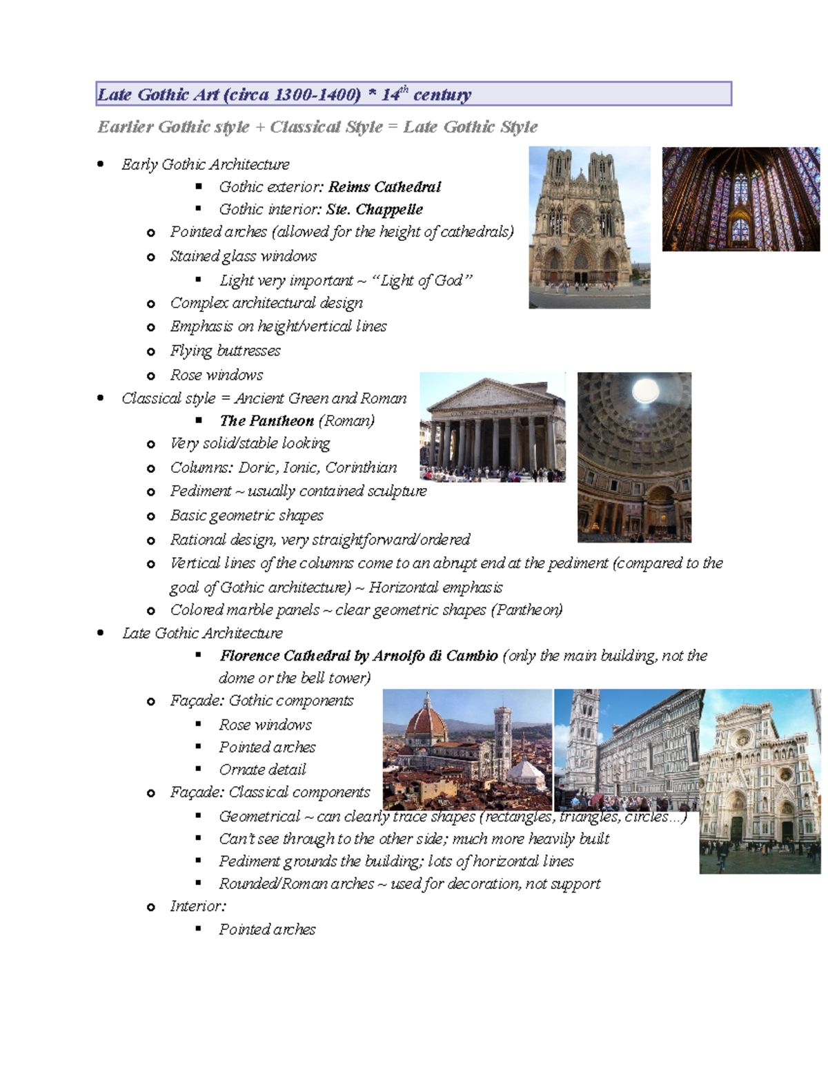 AHS102 notes 1 - Dr. Natalie Phillips - Late Gothic Art (circa 14th ...