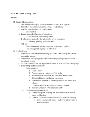 SOCY 3012: exam 1 study guide - SOCY 3012 Midterm Study Guide Defining ...