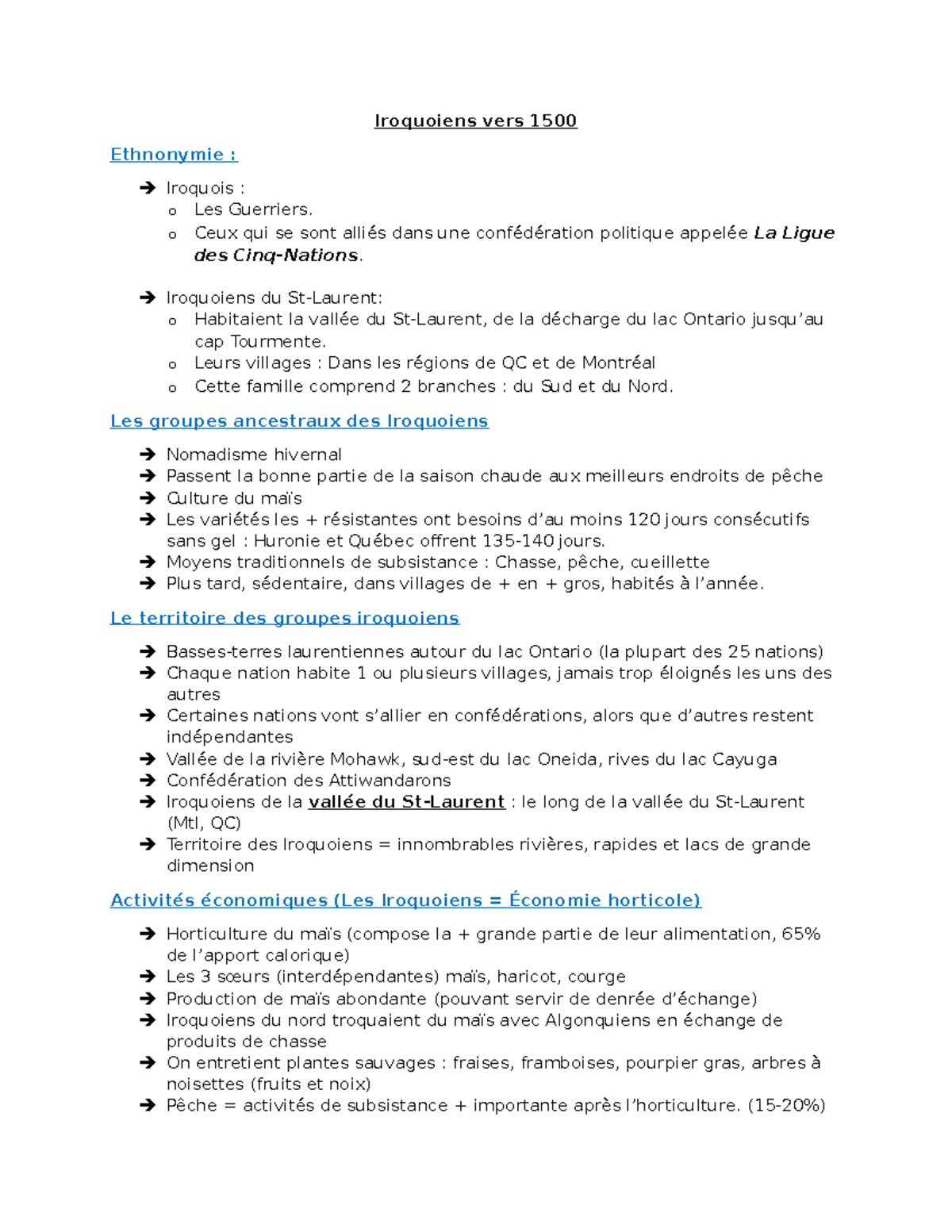 Iroquoiens vers 1500 - Selon le manuel de Éthier et Lefrançois 2012 ...