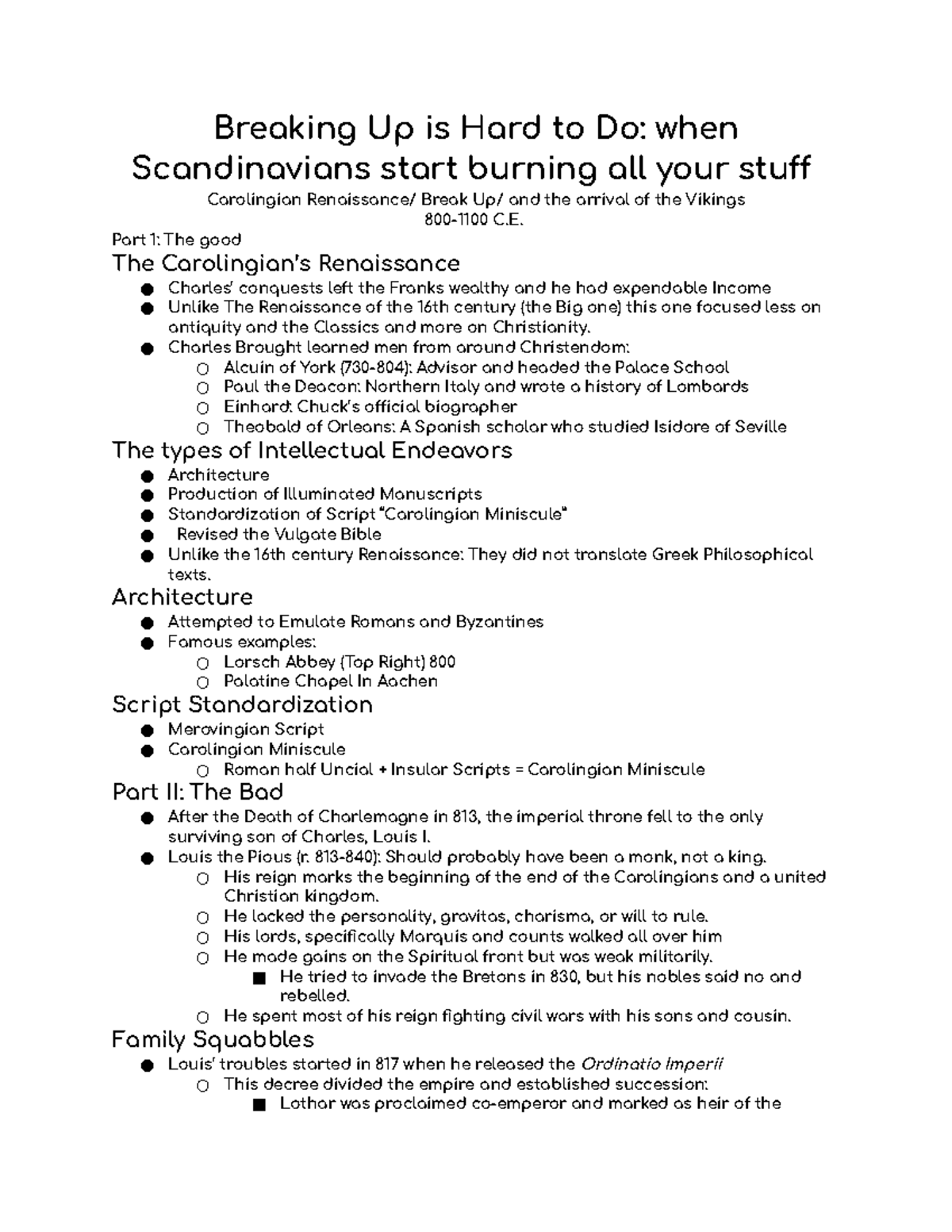 Barbarians - Professor Richard Shafer Carolingian Renaissance Break Up ...