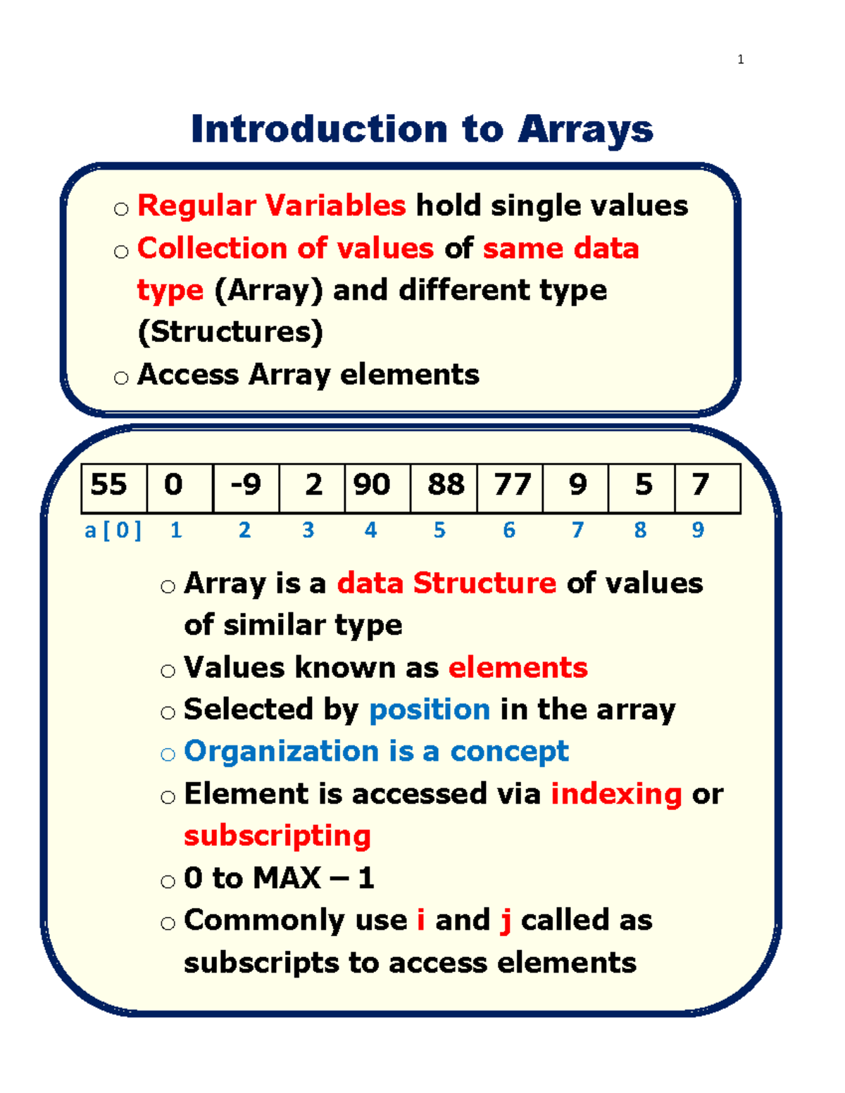 Introduction to Arrays - Studocu