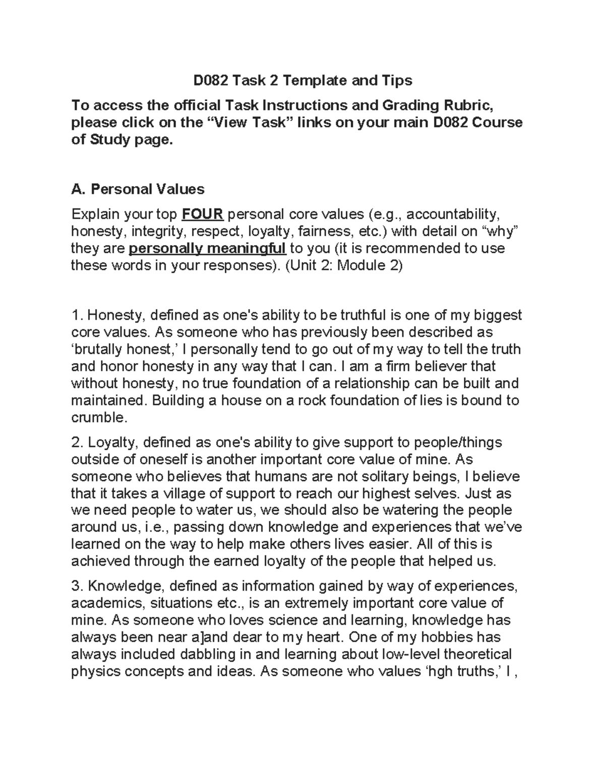 AHatchett Task 2 - Performance Assessment. - D082 Task 2 Template and Tips To access the ...