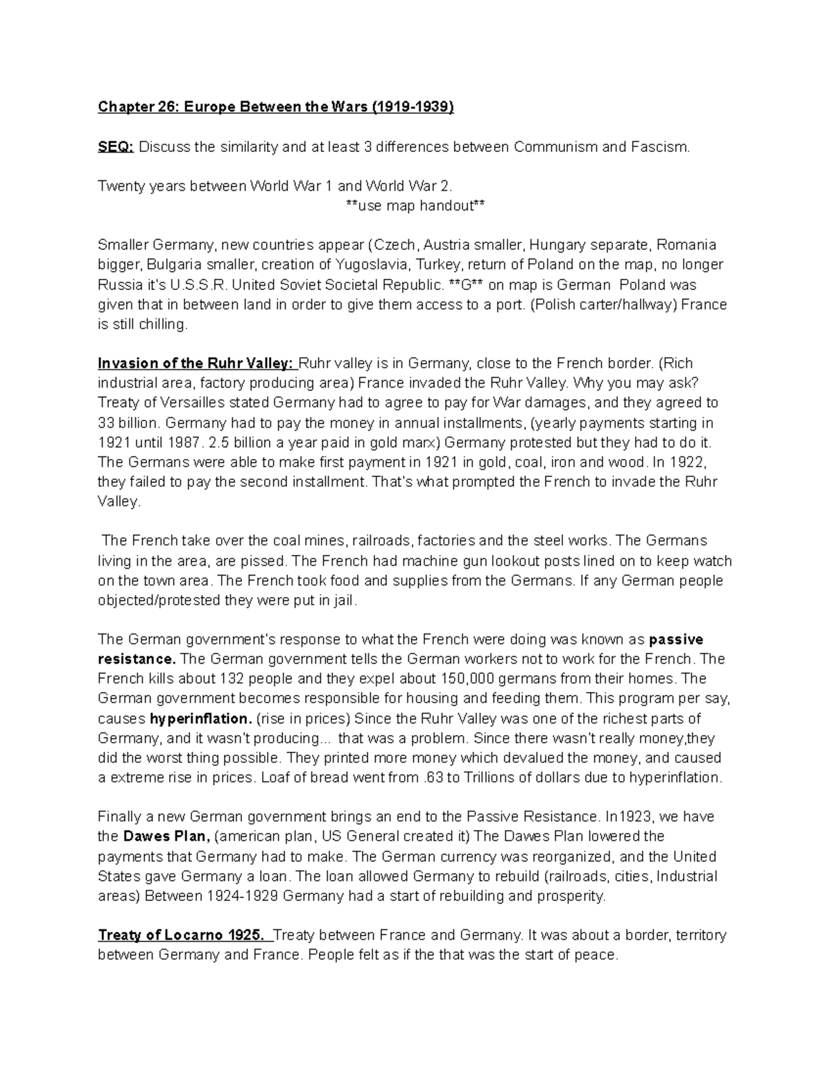 Chapter 26 Europe Between the Wars (1919-1939) - Chapter 26: Europe ...