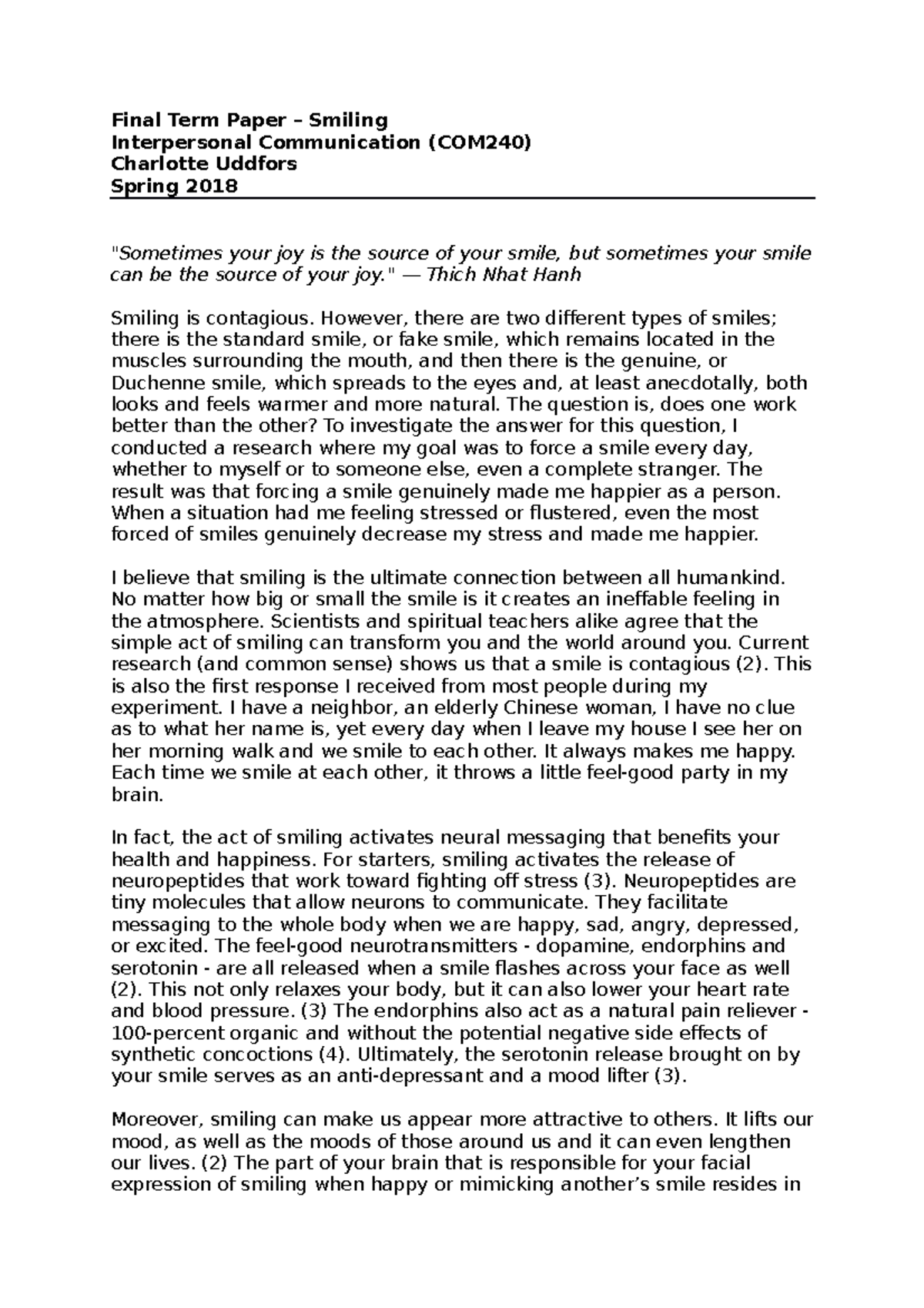 Final Term Paper – Smiling - Final Term Paper – Smiling Interpersonal ...