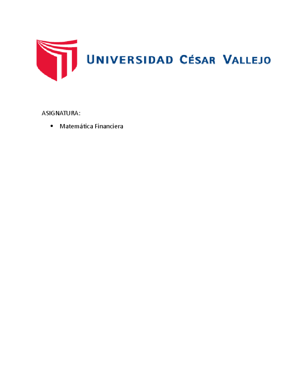 Matematica Financiera - ASIGNATURA: Matemática Financiera VALOR ACTUAL ...