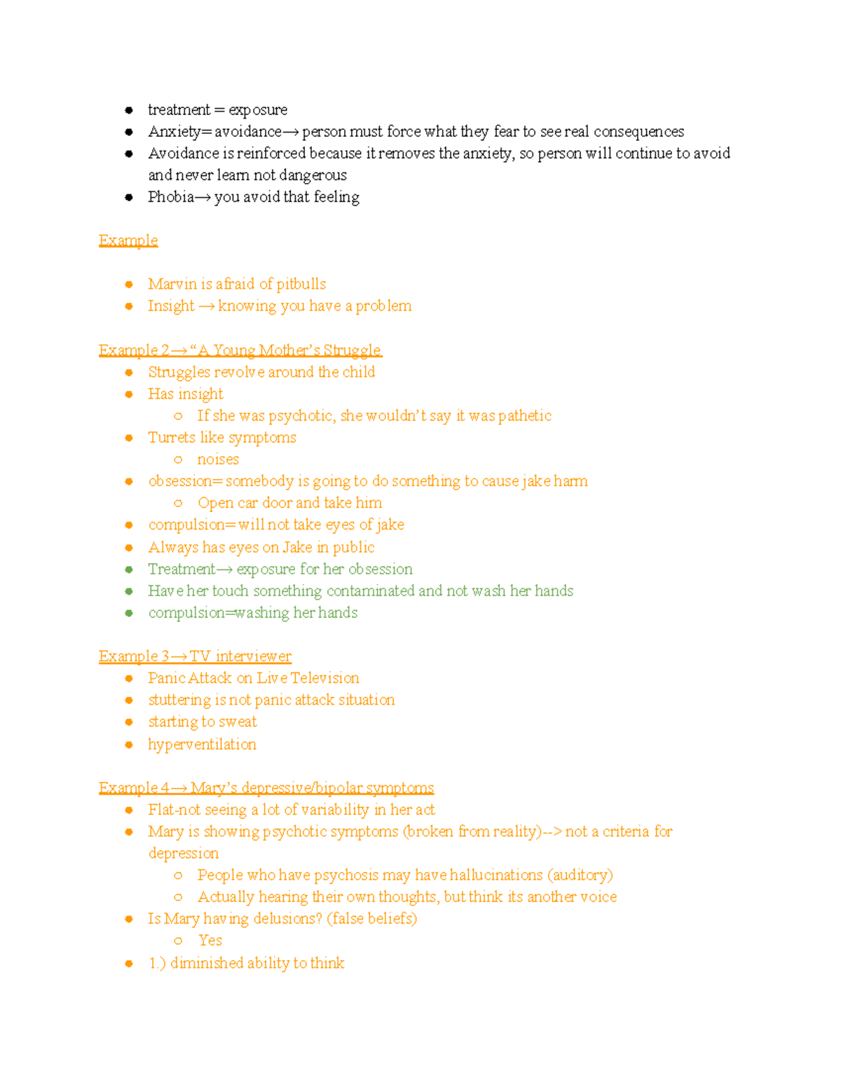 Psych 102 Module 5 Notes - treatment = exposure Anxiety= avoidance→ ...