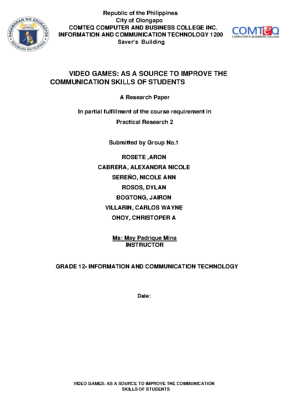 Research 2 Group 1 PDF - City of Olongapo COMTEQ COMPUTER AND BUSINESS ...