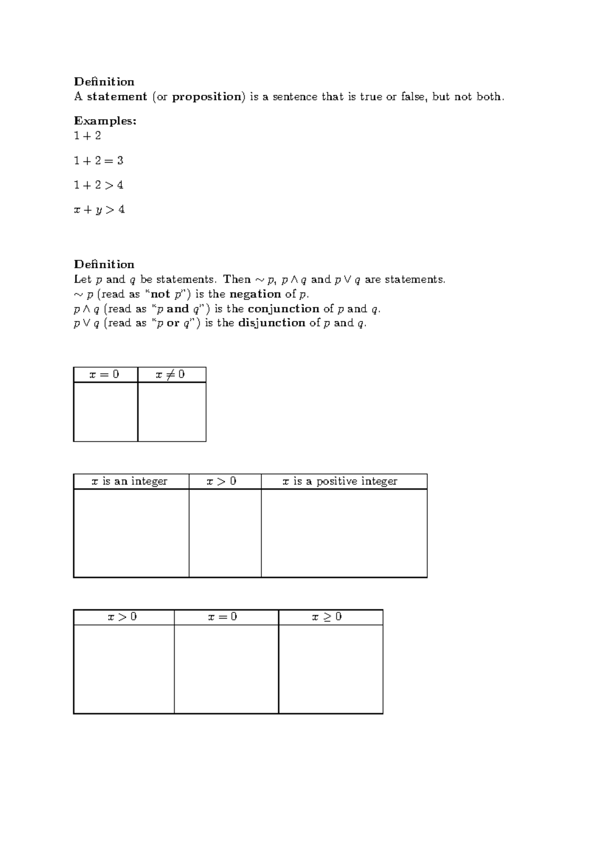 Handout 1 - contains introduction - Definition Astatement(orproposition ...