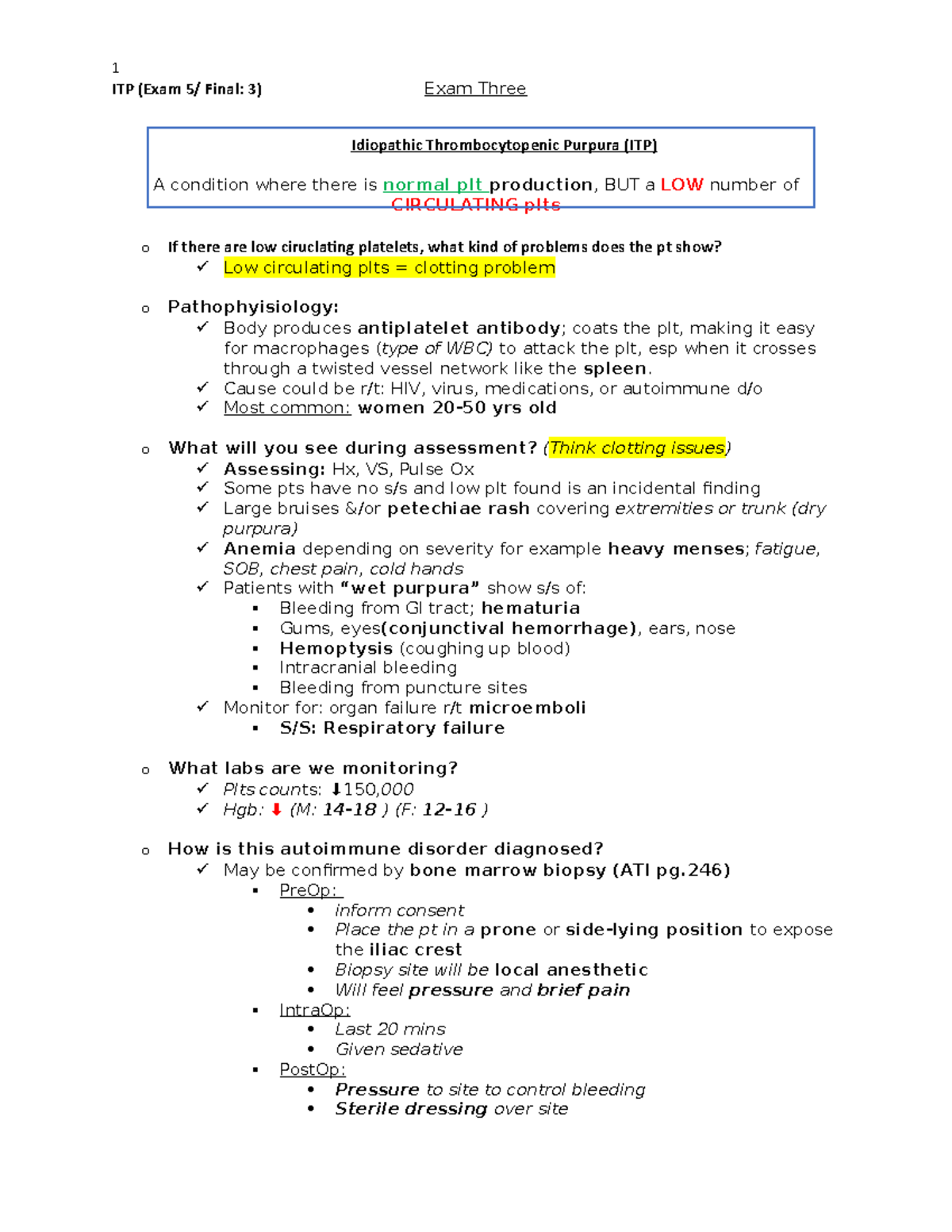 ITP EXAM 3 NSU/ASN 4th level - ITP (Exam 5/ Final: 3) Exam Three ...