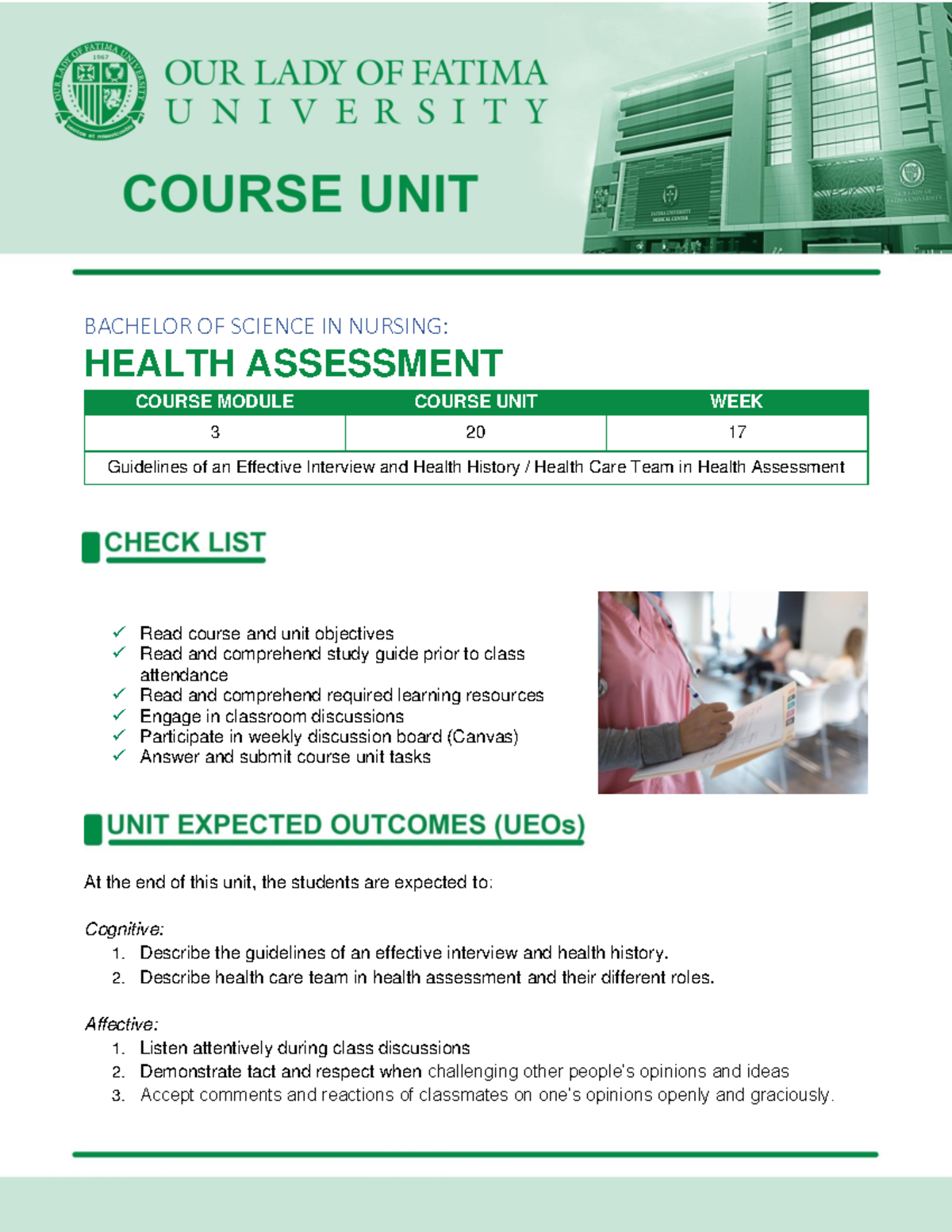 CM3 - CU20 Guidelines OF AN Effective Interview AND Health History ...