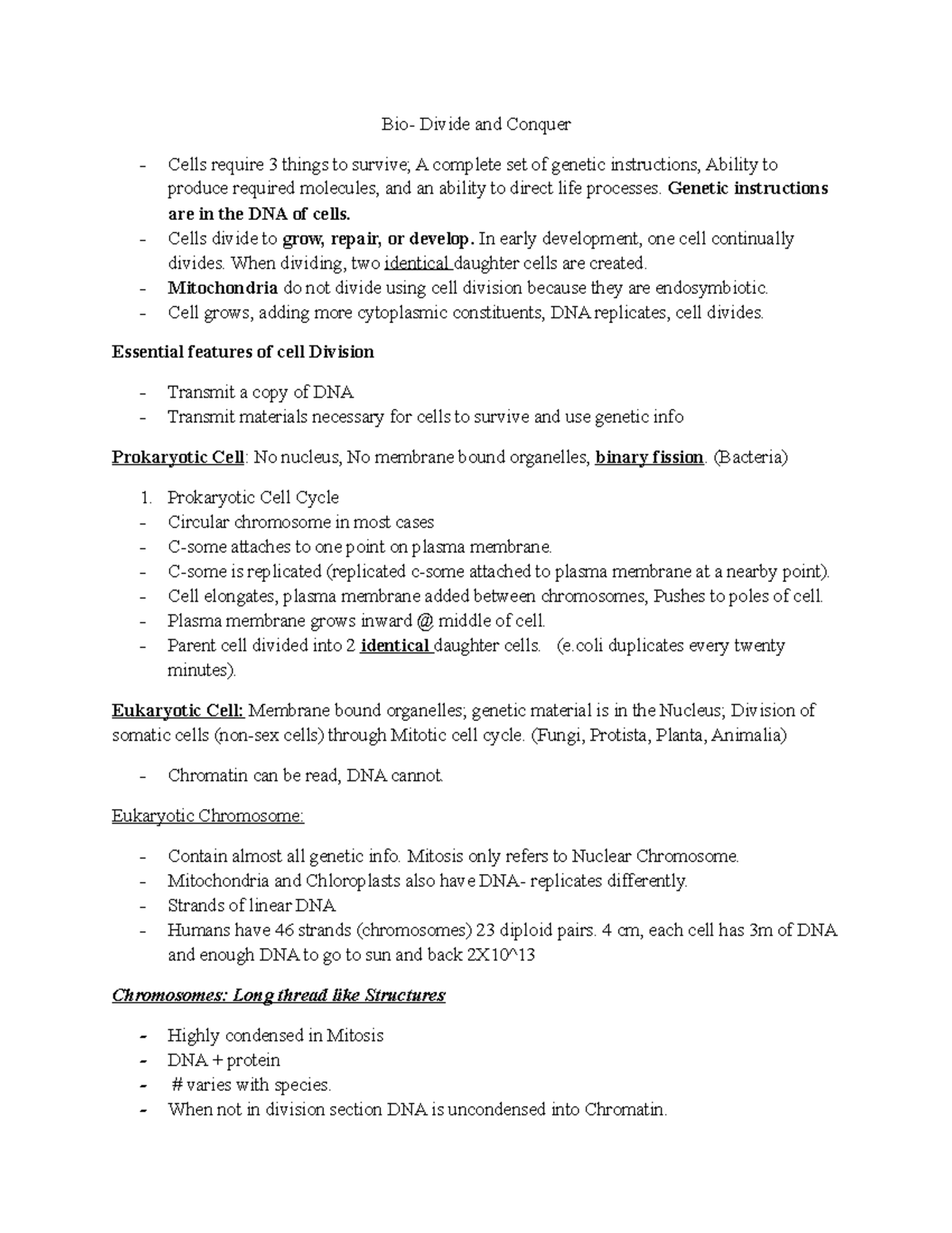 Lecture notes, lecture: Bio- Divide and Conquer - Divide and Conquer ...