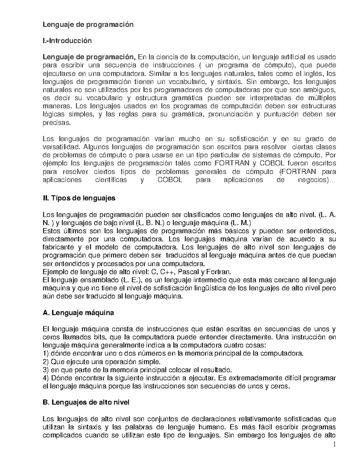 Lenguajes de programación -Introducción Lenguaje de programación, En la ...