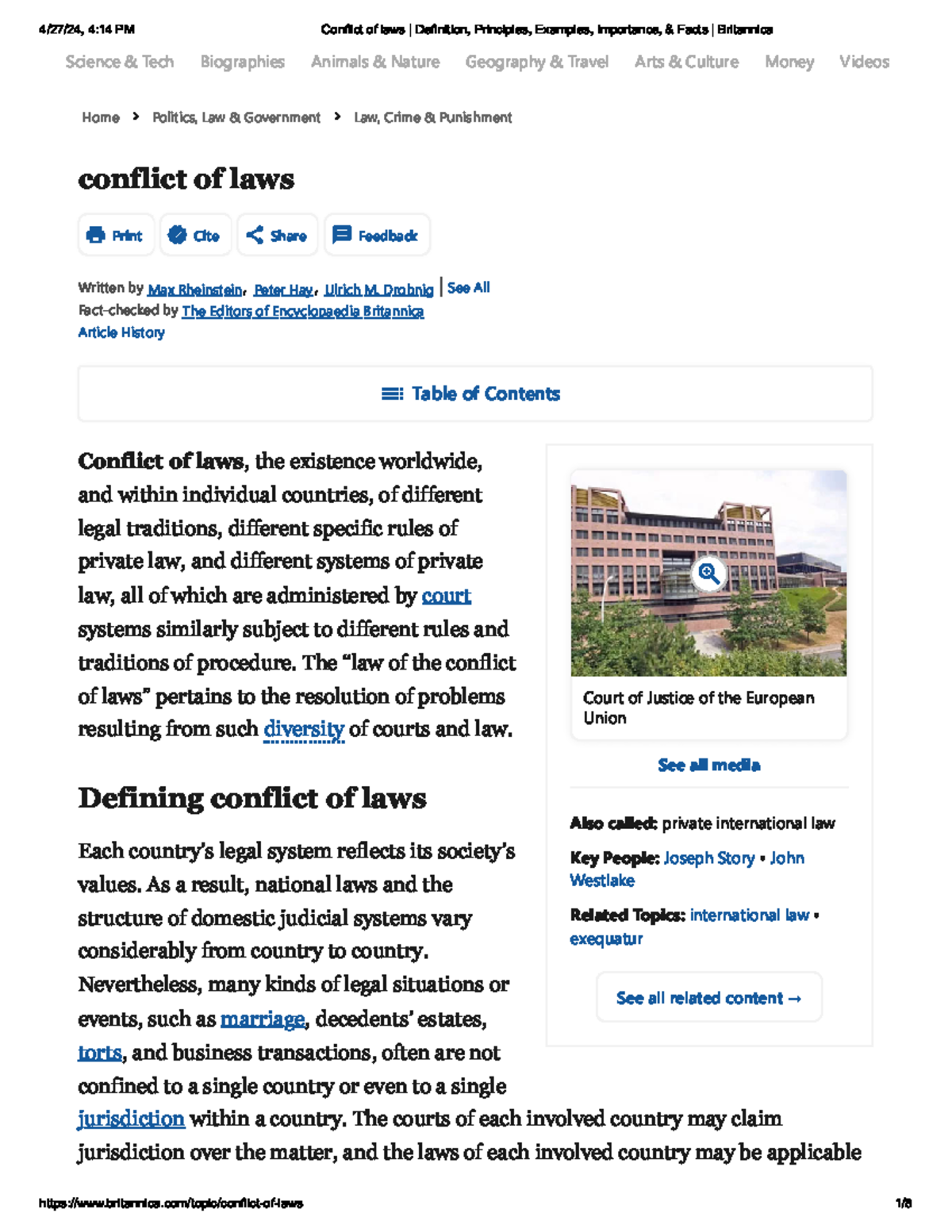 Conflict of laws Definition, Principl - " #$ # % % & - Studocu