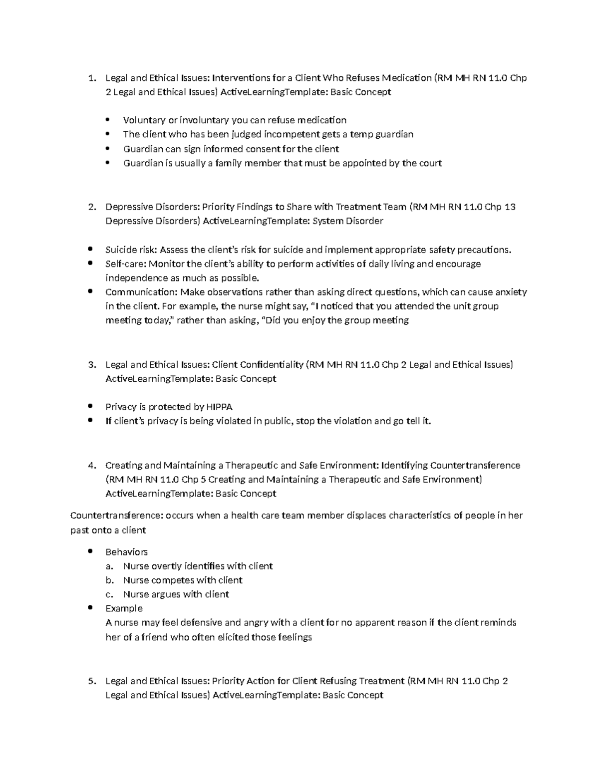 Mental health 2019 topics - 1. Legal and Ethical Issues: Interventions ...
