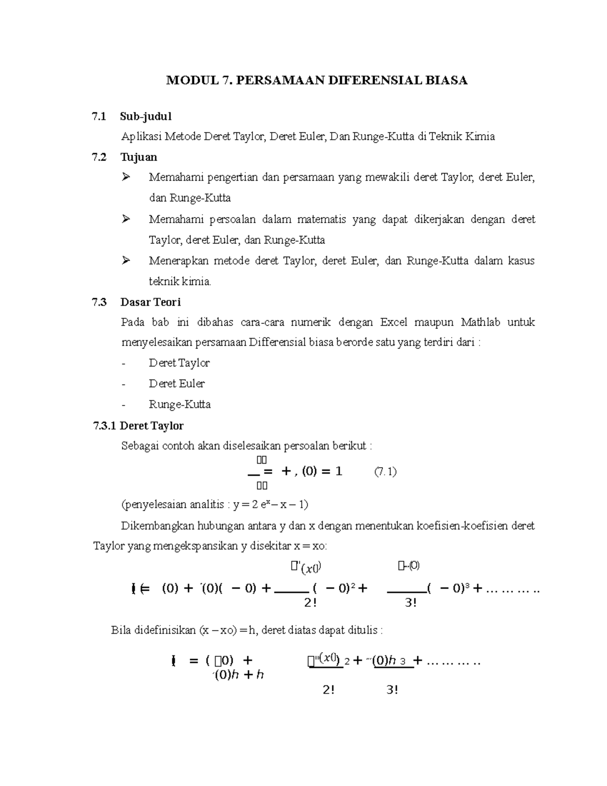 Modul 7. Persamaan Diferensial Biasa - MODUL 7. PERSAMAAN DIFERENSIAL ...