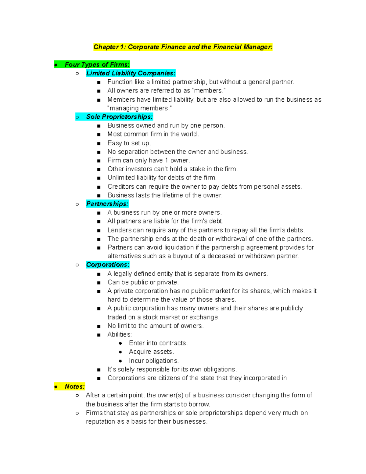 Chapter 1 Corporate Finance and the Financial Manager - All owners are ...
