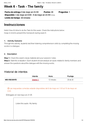 Tarea ingles semana 5 - practica - “UNIVERSIDAD TECNOLOGICA DEL PERU” CURSO : Inglés TEMA : This ...