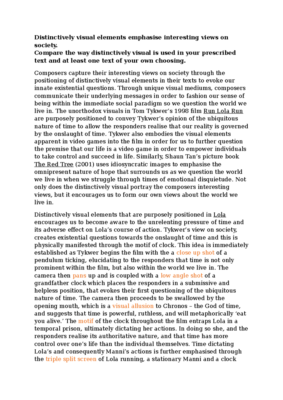 RLR Essay Final Submission - Distinctively visual elements emphasise ...