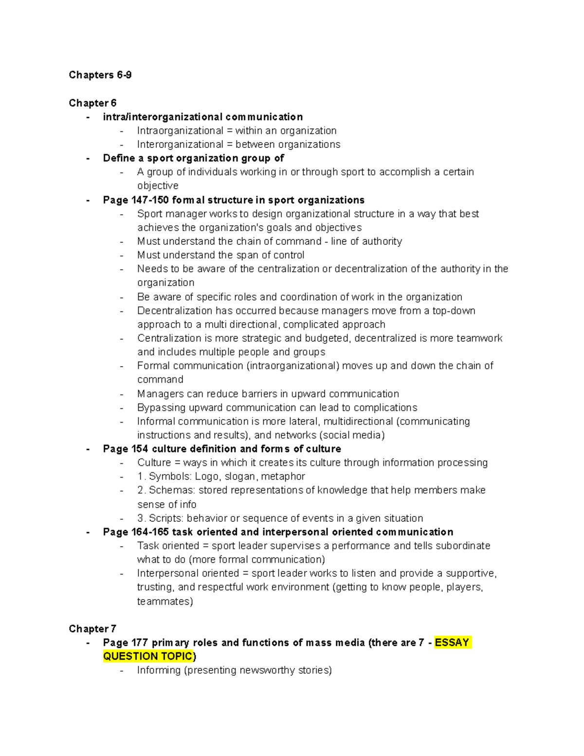 Exam 2 Review - Chapters 6- Chapter 6 - intra/interorganizational communication - - Studocu