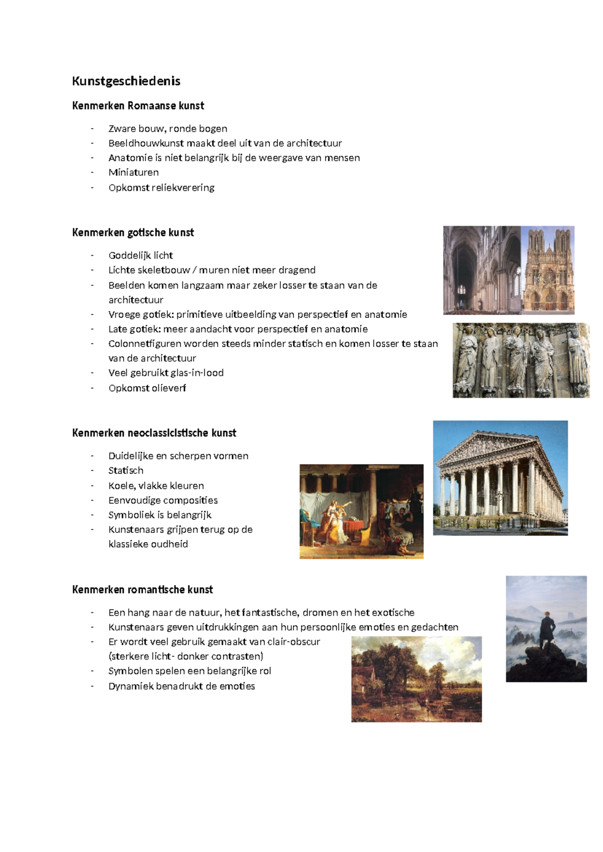 Kunstgeschiedenis - Kenmerken van veerschillende kunststromingen ...