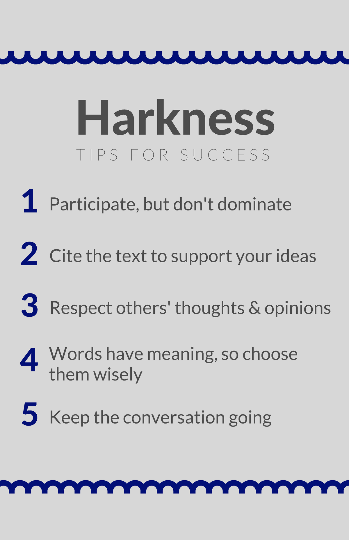 Harkness Tips for Success 11x17 - HUMN 2200 - Harkness T I P S F O R S ...