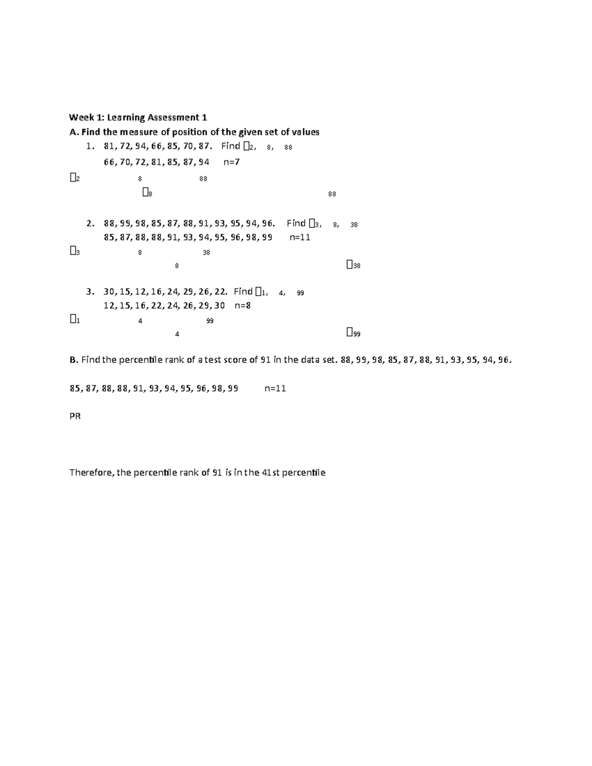 Q4 Math W1 - Answers - A. Find the measure of position of the given set ...