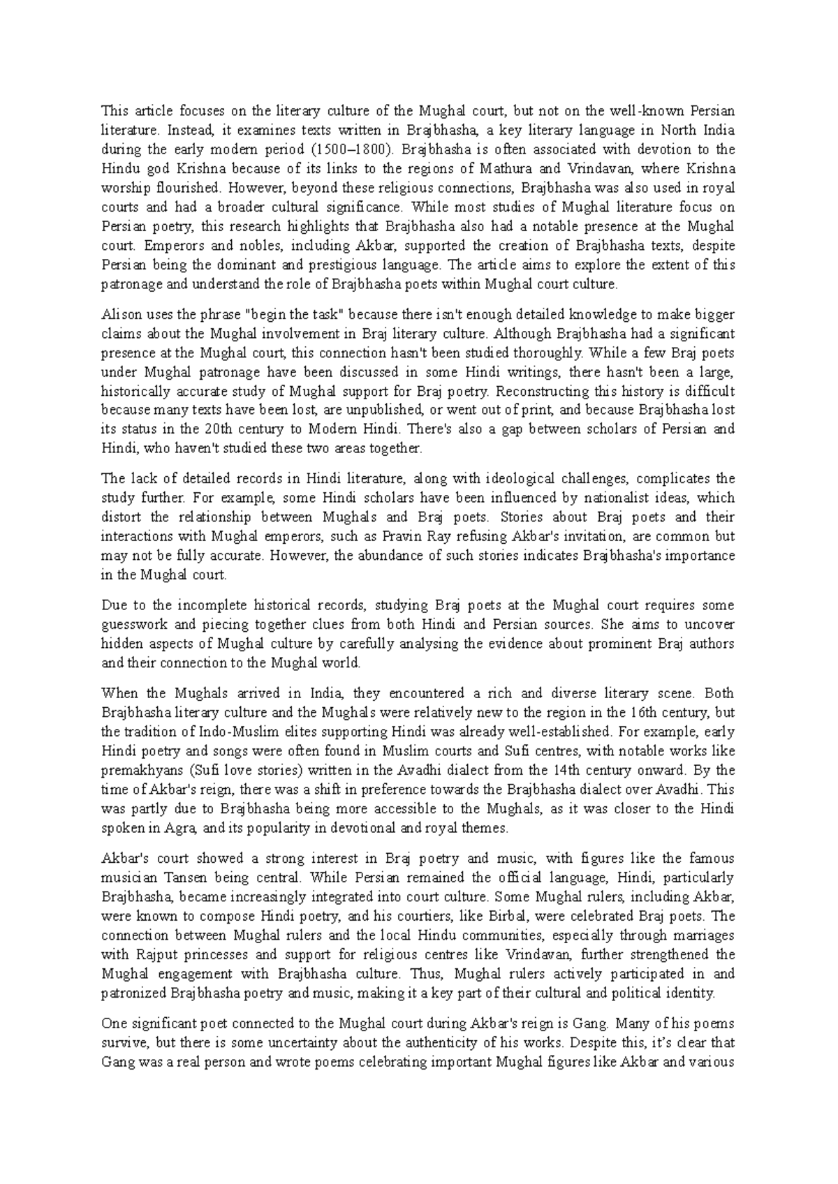 Allison Bush - Assignment - This article focuses on the literary ...