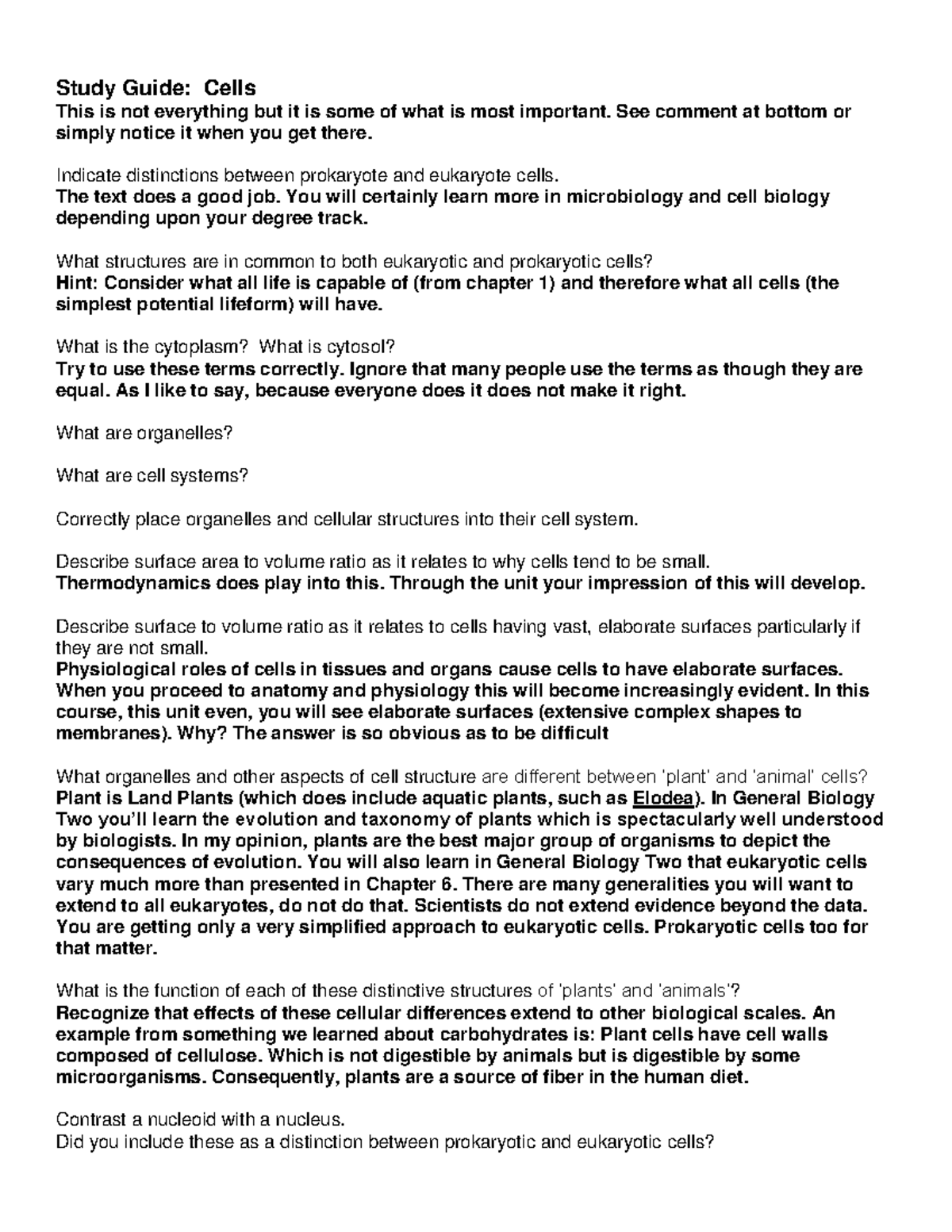 Cells study guide new - Study Guide: Cells This is not everything but ...