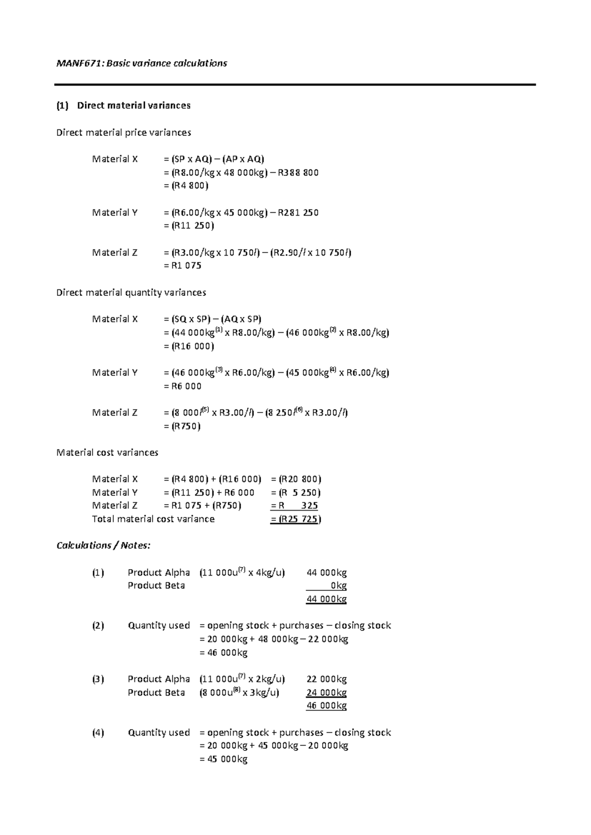 Ab Ltd Solution Basic Variance Calcs Manf671 Basic Variance 4740