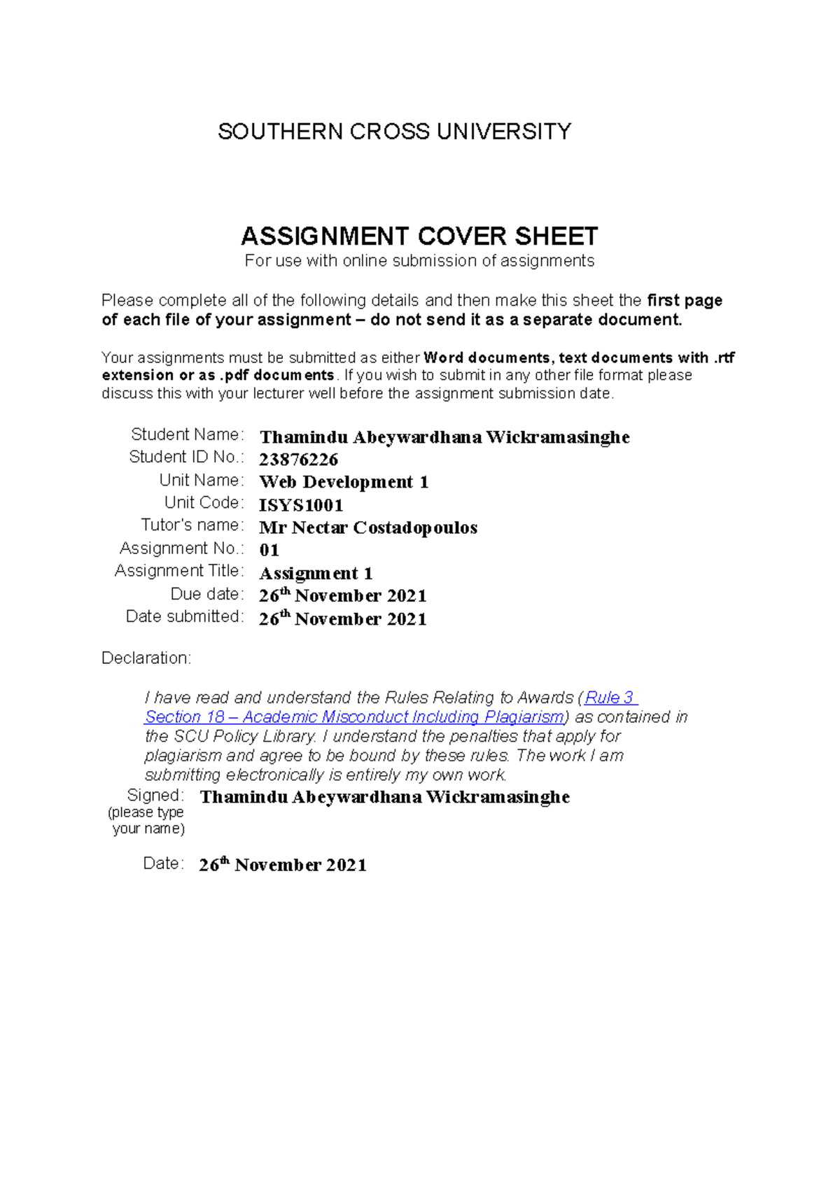 Tabeywardhanawickramasinghe CA1 storyboard - SOUTHERN CROSS UNIVERSITY ...