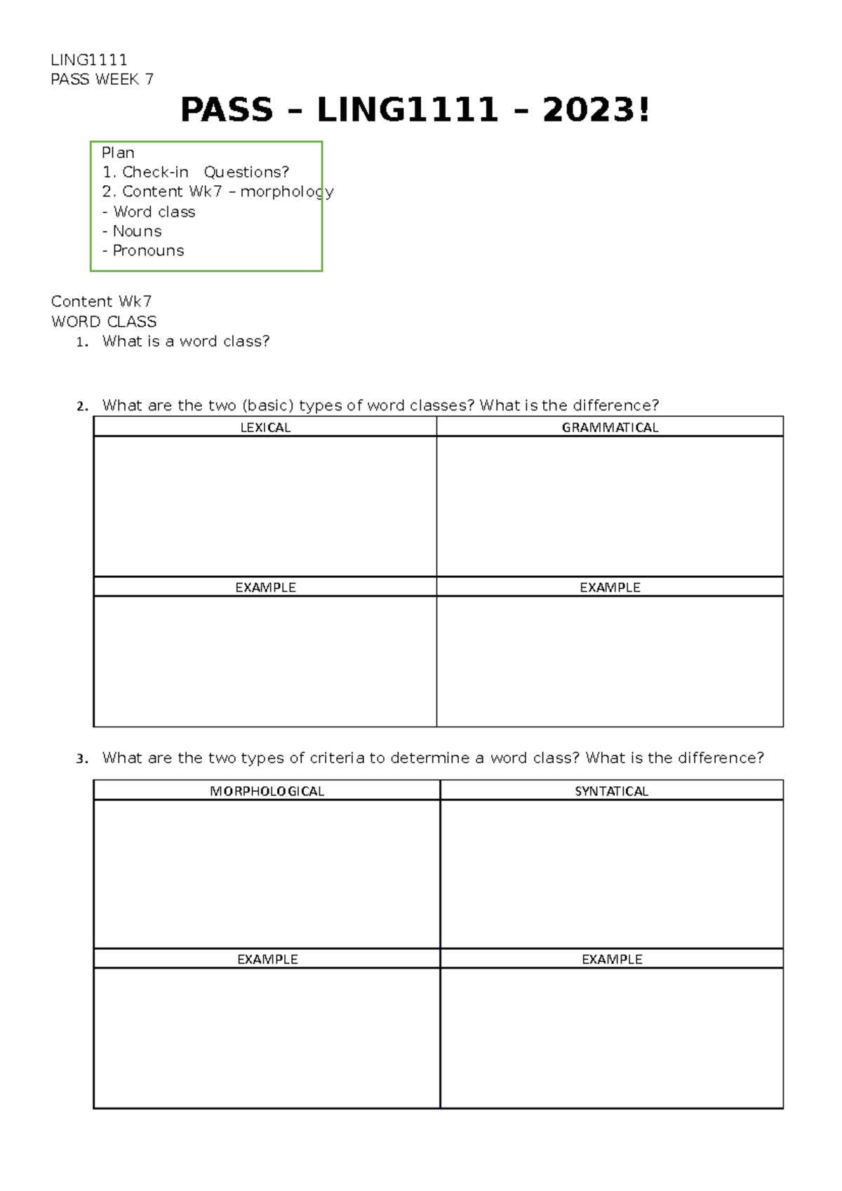 PASS LING1111 Week7-1 - Pass study session - PASS WEEK 7 PASS ...
