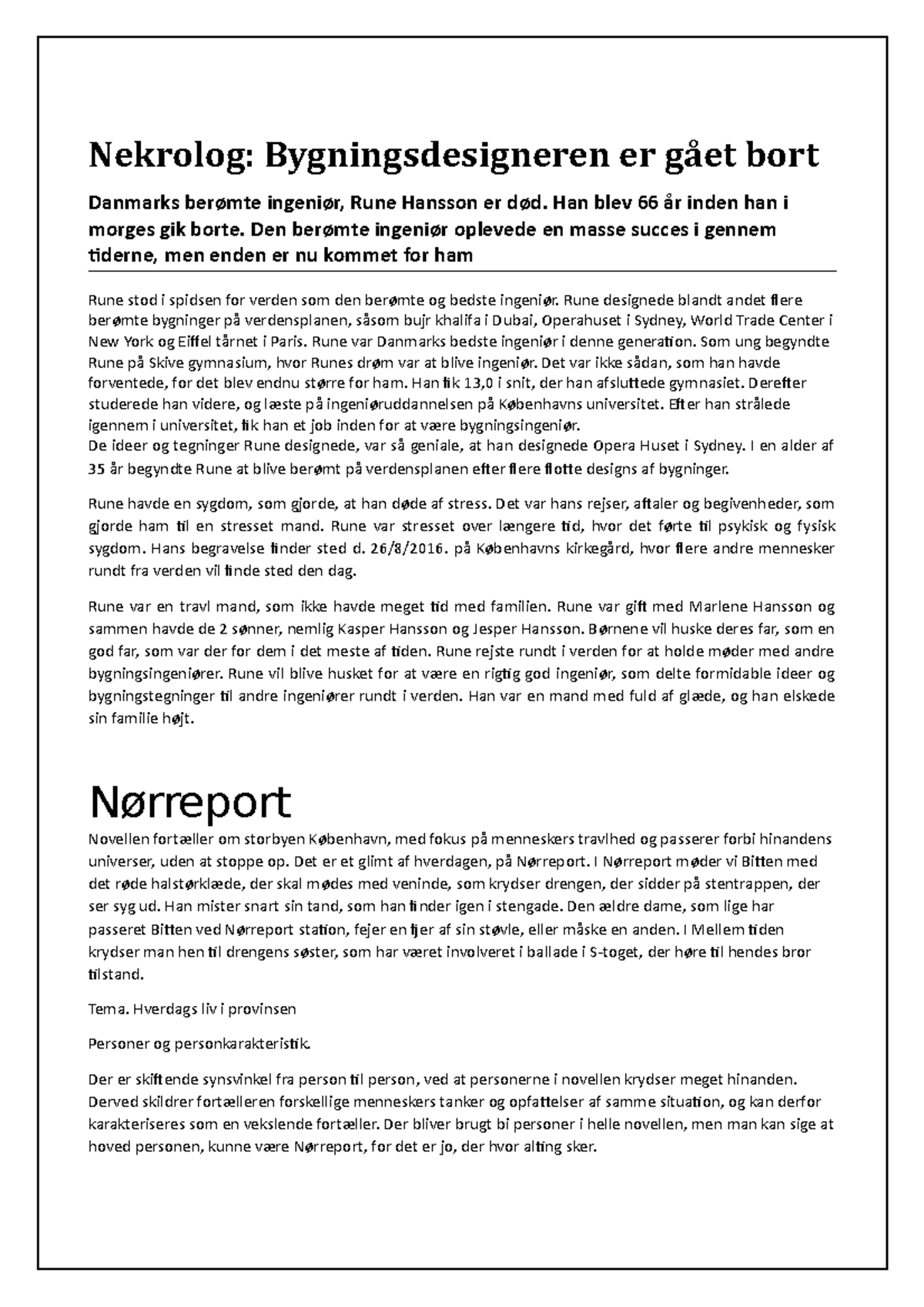 Nekrolog og nørreport analyse - Nekrolog: Bygningsdesigneren er gået ...
