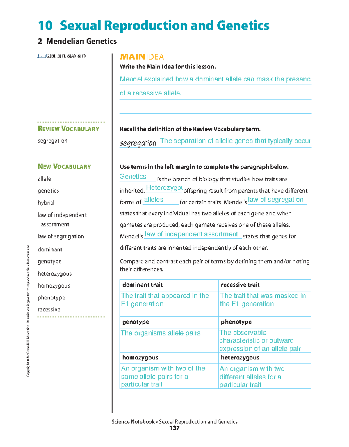Mendelian Genetics Science Notebook (2) - 2(B), 3(F), 6(A), 6(F) R ...