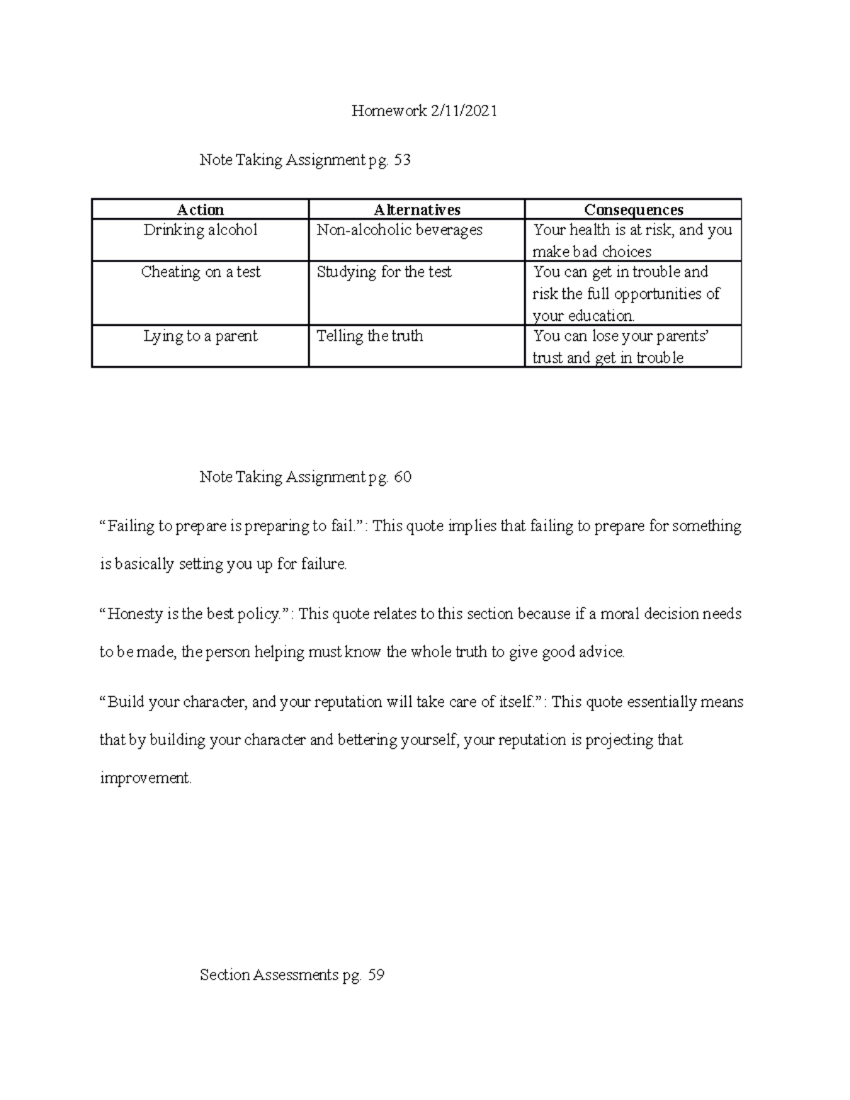 Homework 2-11-2021 - Understanding the Self course, lecture notes ...