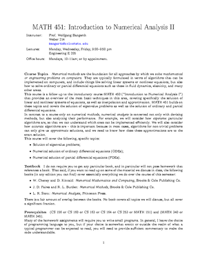 Homework-2 - MATH 451: Introduction to Numerical Analysis II Instructor ...